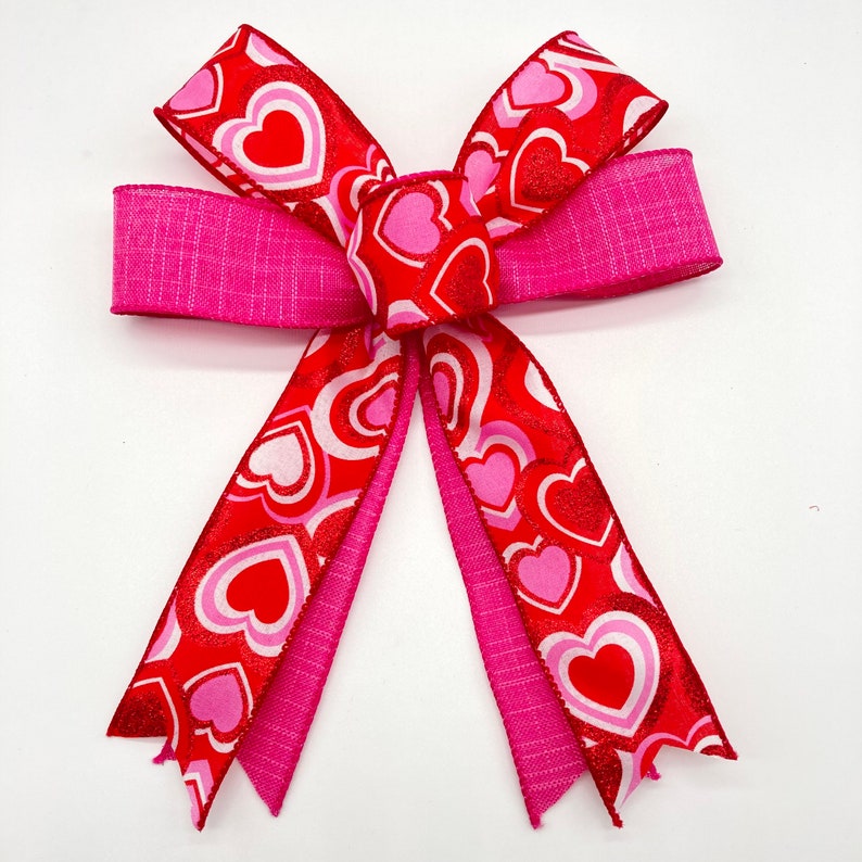 Valentine Decorative Bows / Set 6 Bows / Pink and Red - Etsy