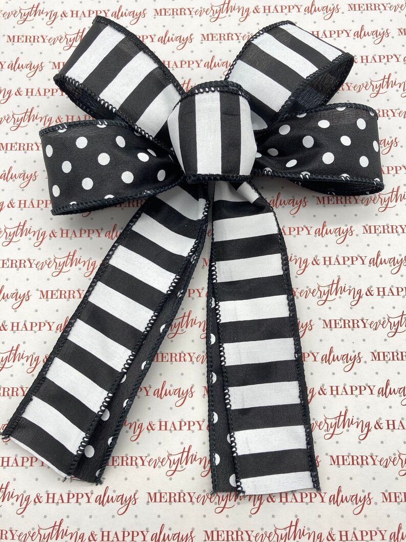 Black and White Decorative Bows / Set 6 Bows / Christmas Tree | Etsy