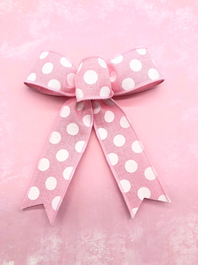 Pink and White Decorative Bows / Pink Polka Dots Bows / Set 12 | Etsy