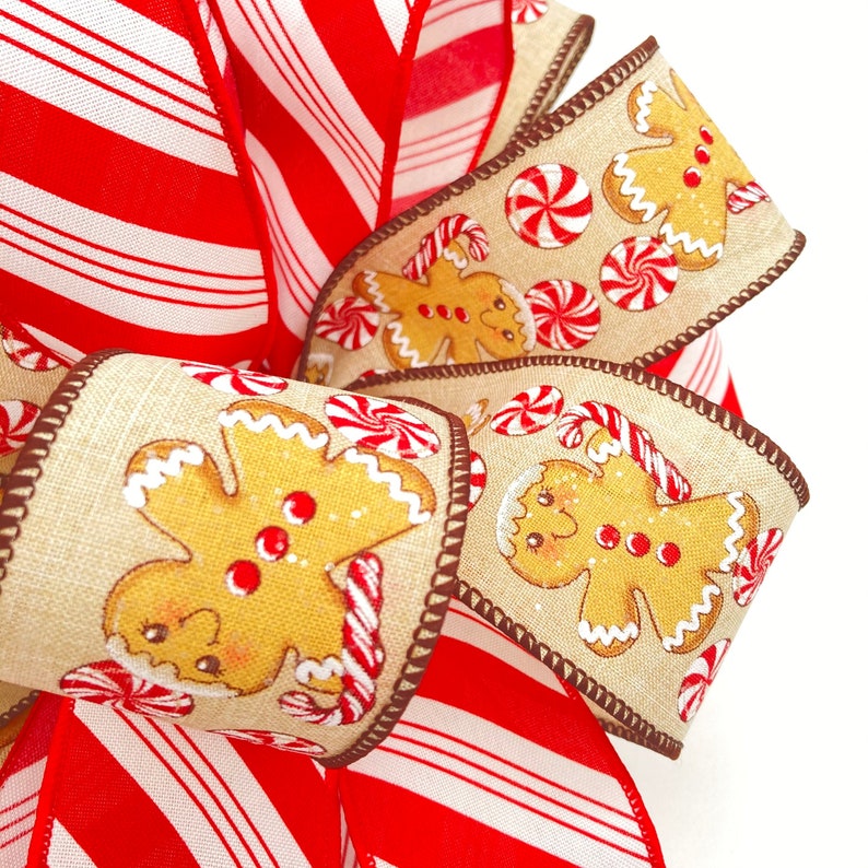 Gingerbread Tree Topper / Christmas Gingerbread Decorative Bow - Etsy