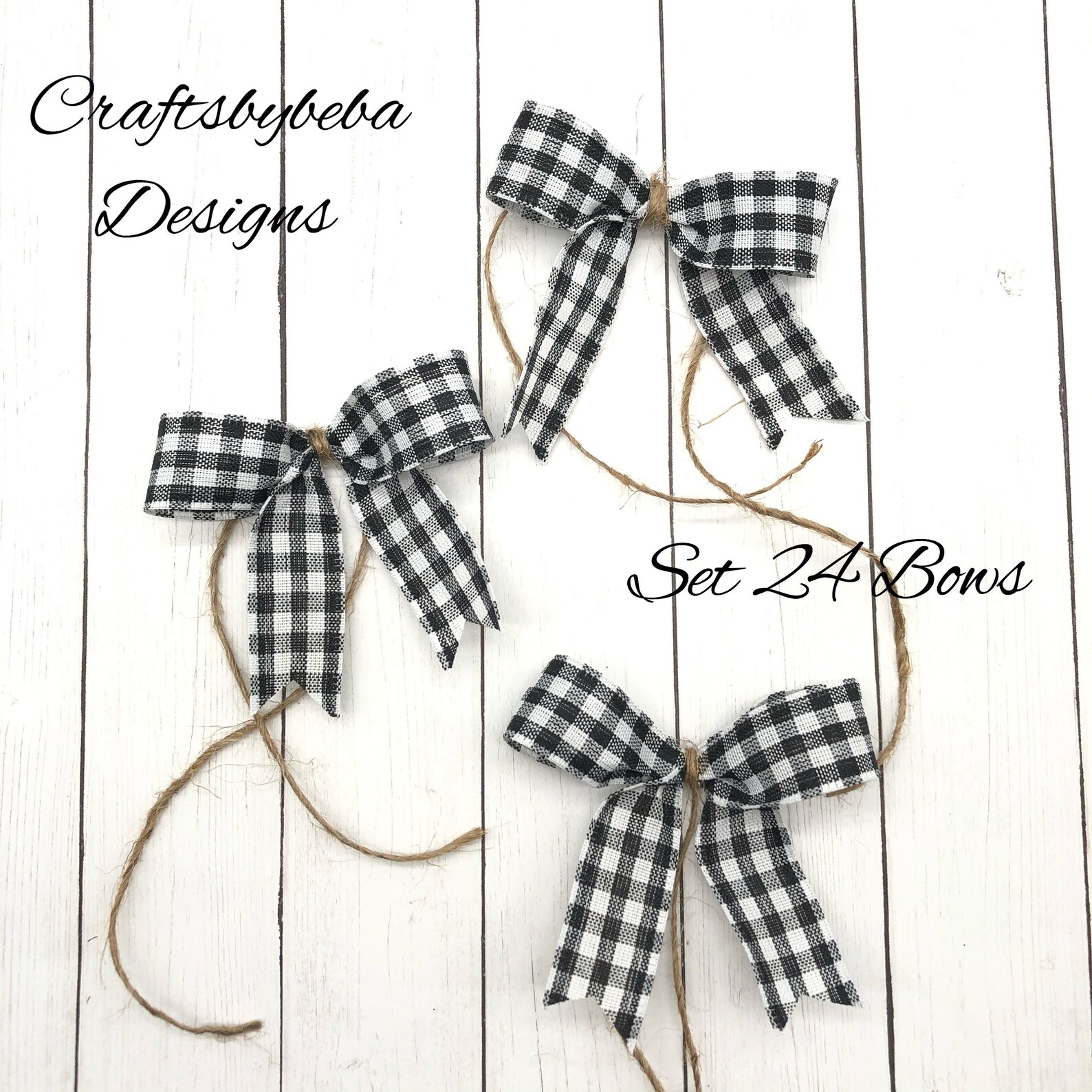 Black and White Plaid Bows / Small Buffalo Decorative Bows / | Etsy