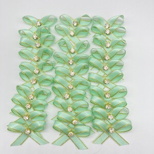 Green Party Favors Small Decorative Bows / Set 30 Bows / Mint Green ...
