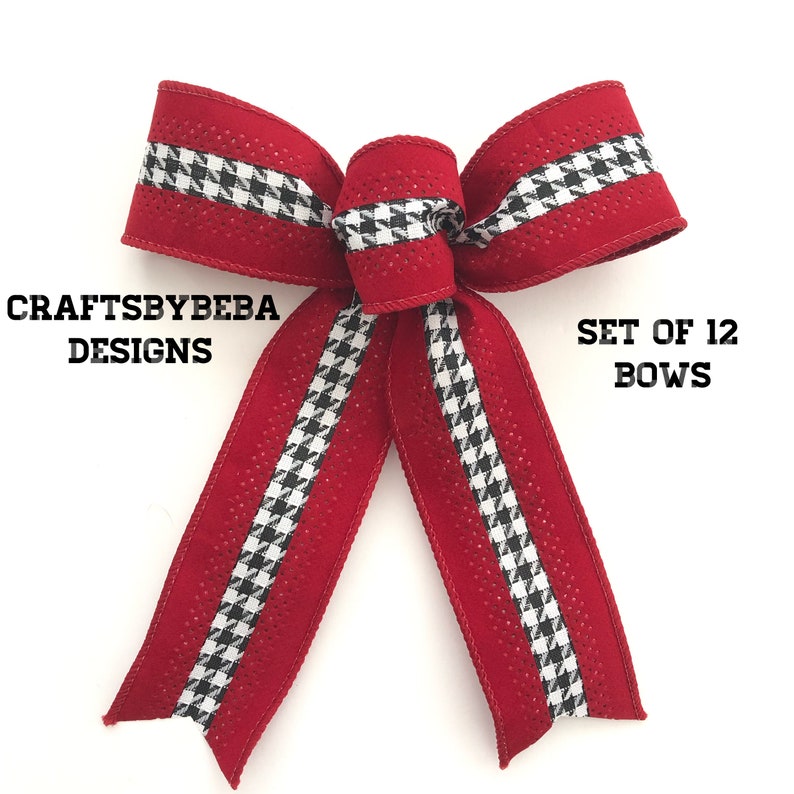 Christmas Red Velvet Decorative Bows Set Of 12 Bows Etsy