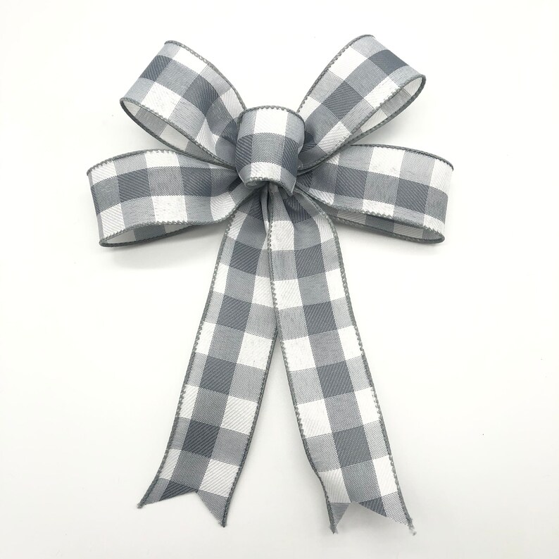 Gray Color Plaid Decorative Bows / Set 6 Bows / Gray and White - Etsy UK