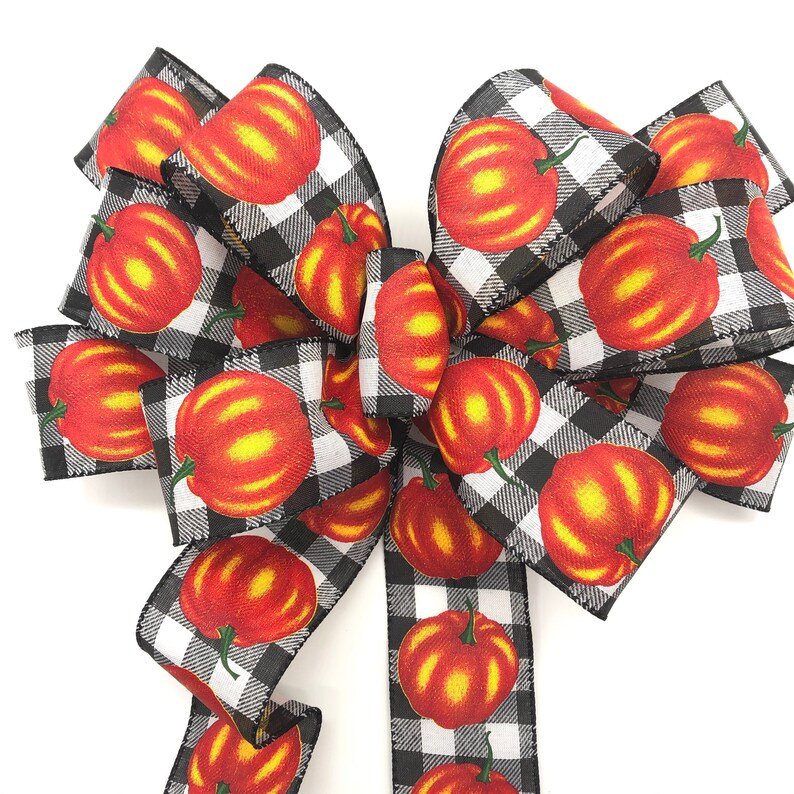 Pumpkin Wreath Bow / Harvest Wreath Bow / Fall Decorative Bow | Etsy