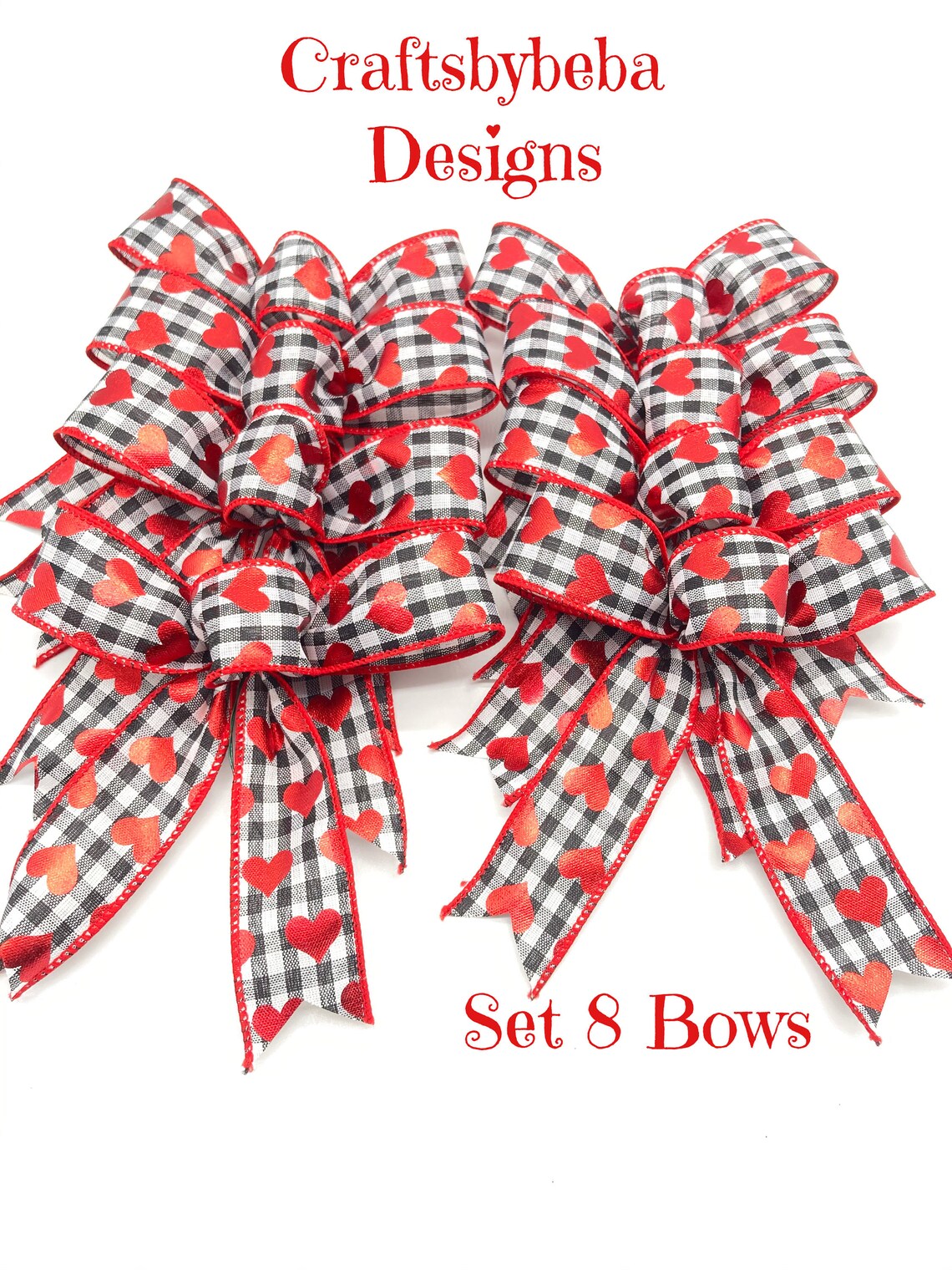 Valentine Decorative Bows / Set 8 Bows / Small Valentine Decor - Etsy