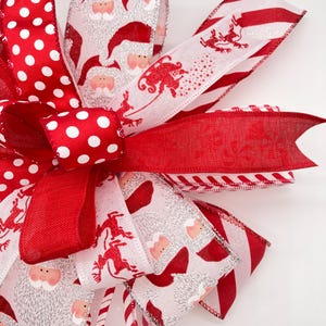 Santa Claus Christmas Decorative Bow / Red and White Christmas Bow ...