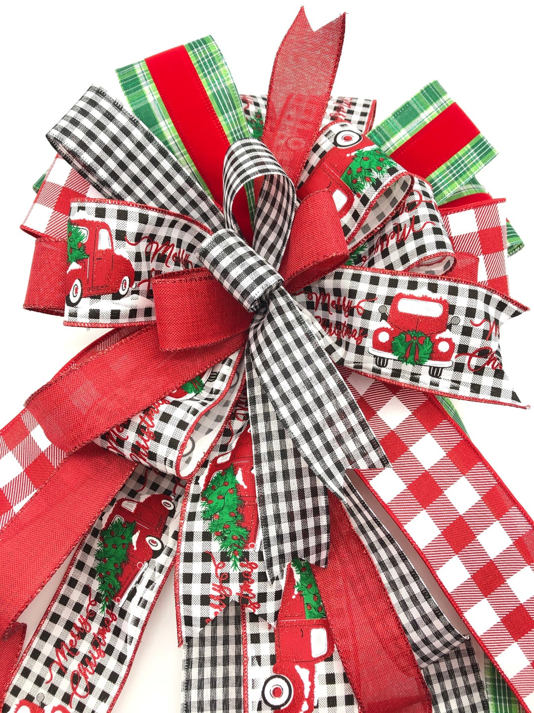 Christmas Tree Topper / Red Truck Christmas Decorative Bow / Red Pickup ...