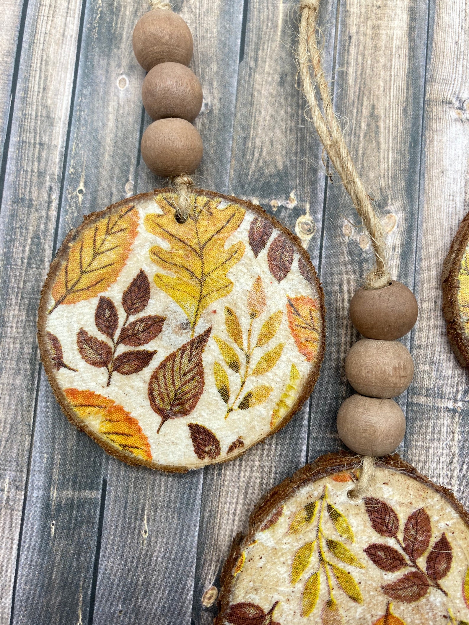 Fall Wood Log Handmade Ornaments / Set 3 Ornaments / Harvest - Etsy