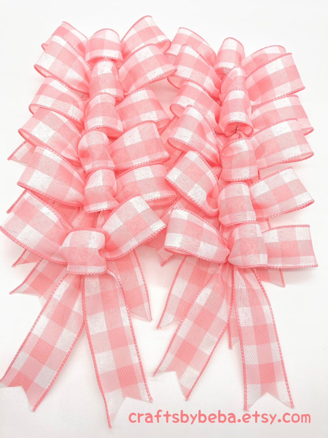 Pink Blush Color Decorative Bows Plaid Blush Colors Bows Christmas Tree ...