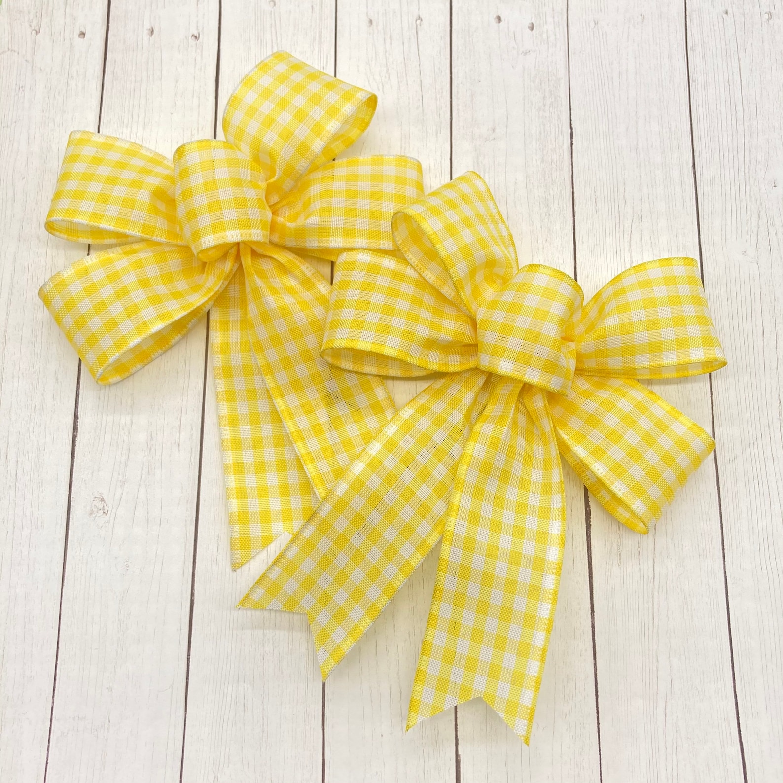 Yellow Gingham Decorative Bows / Set 6 Bows / Yellow and White - Etsy
