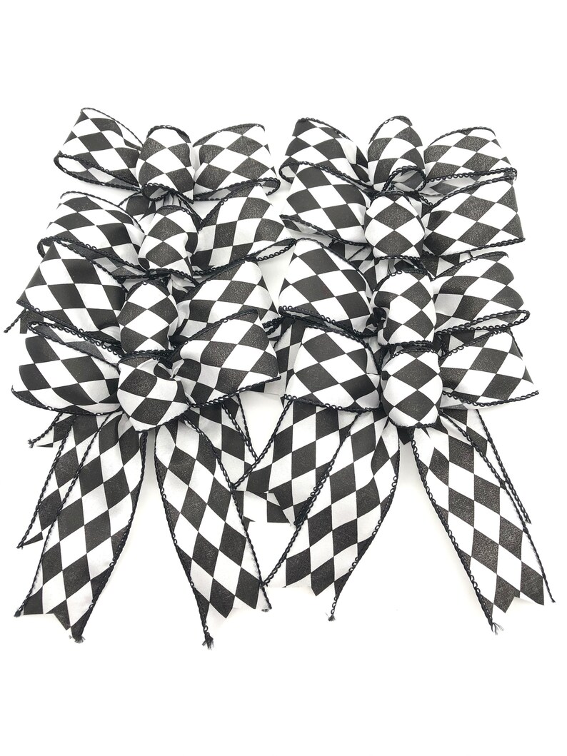 Black and White Decorative Bow / Set 8 Bows / Harlequin Black | Etsy