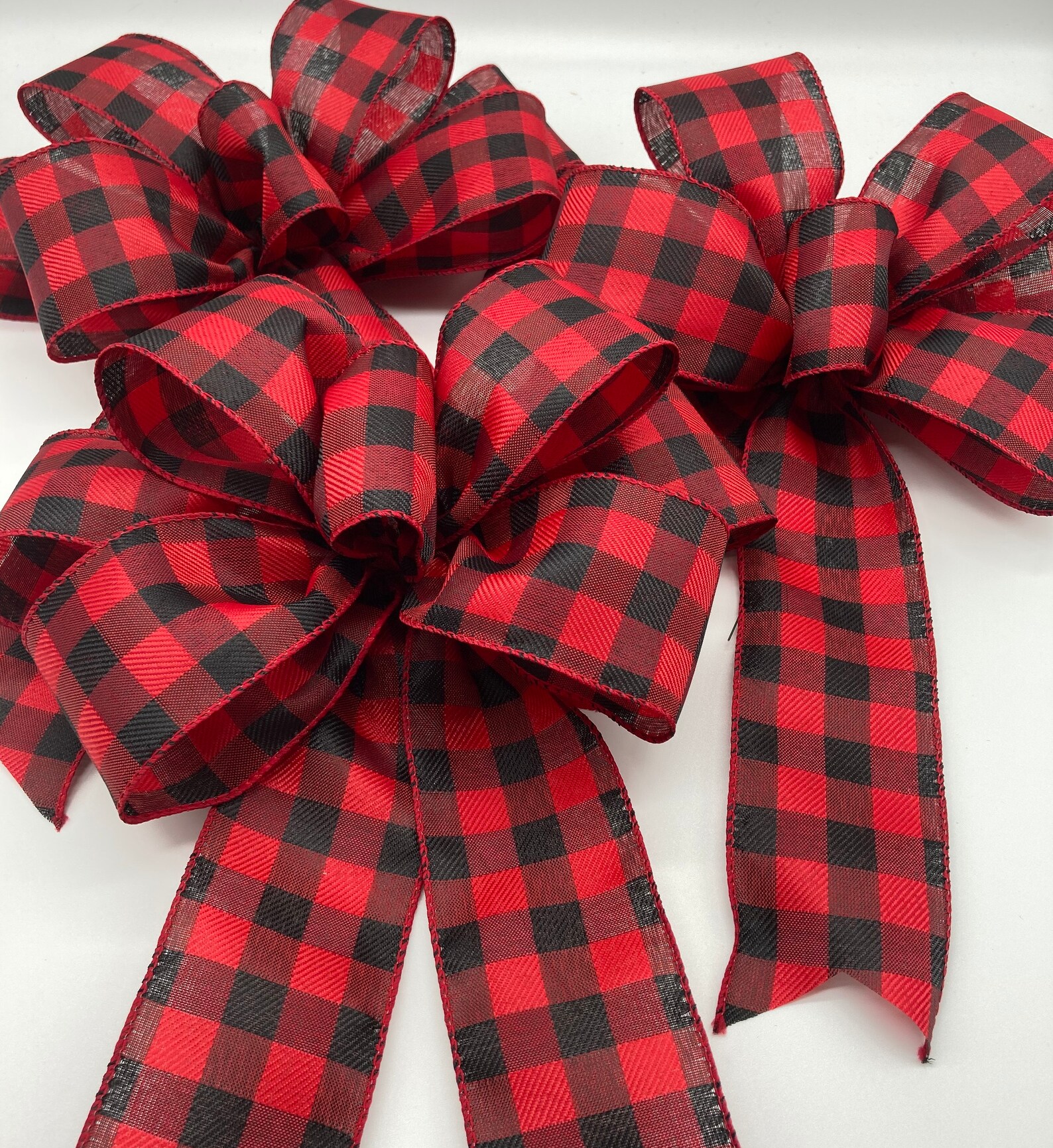 Red And Black Decorative Bows Set 3 Bows Buffalo Red And Etsy