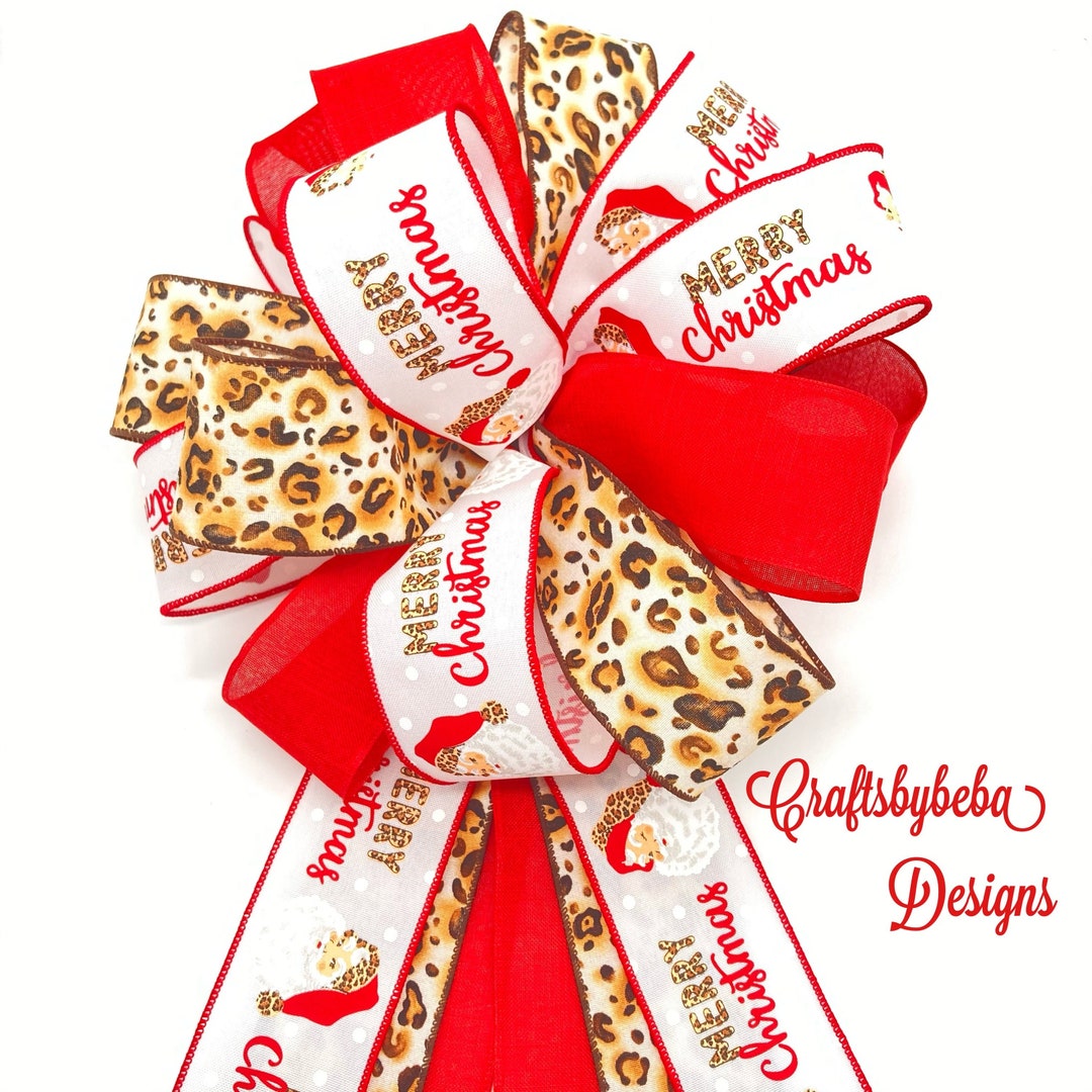 Cheetah Santa Christmas Tree Topper: Leopard Print Decorative Bow - Etsy