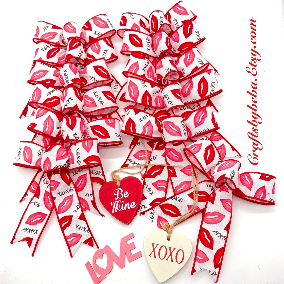 Valentine Small Decorative Bows / Set 12 Bows / Xoxo - Kisses Decor ...