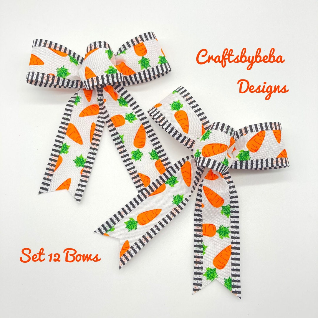 Easter Decorative Bow / Set 12 Bows / Easter Small Bows / Easter Carrot ...