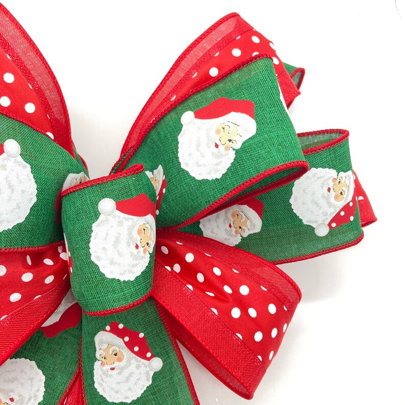 Santa Claus Wreath Bow / Red and Green Christmas Bow / Santa - Etsy