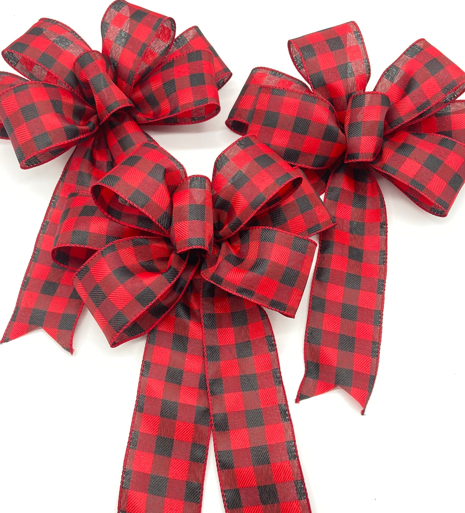 Red and Black Decorative Bows / Set 3 Bows / Buffalo Red and - Etsy