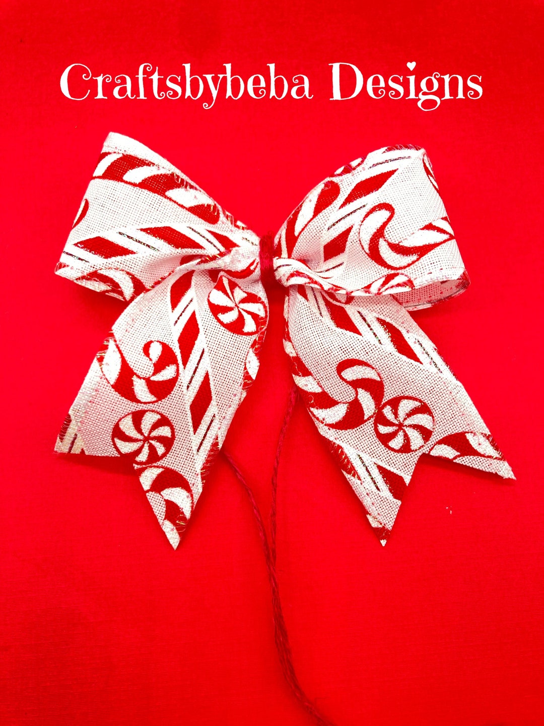 Red White Peppermint Christmas Decorative Bows Small Peppermint Bows ...