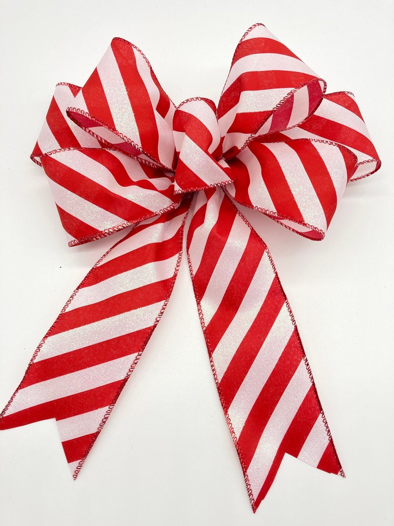 Peppermint Decorative Bows / Set 3 Bows / Red and White - Etsy