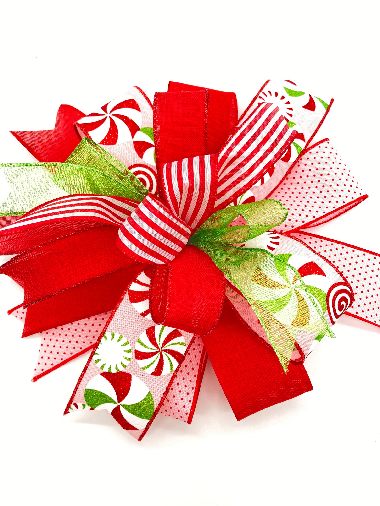 Christmas Whimsical Decorative Bow / Peppermint Christmas Bow - Etsy