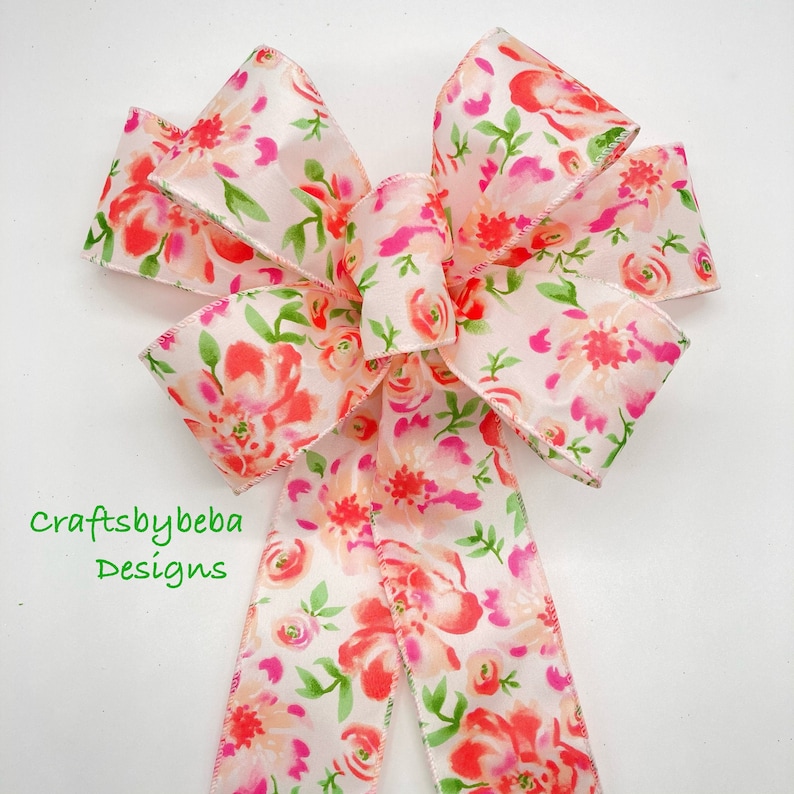 Floral Decorative Bow / Set 3 Bows / Summer Spring Bows / - Etsy