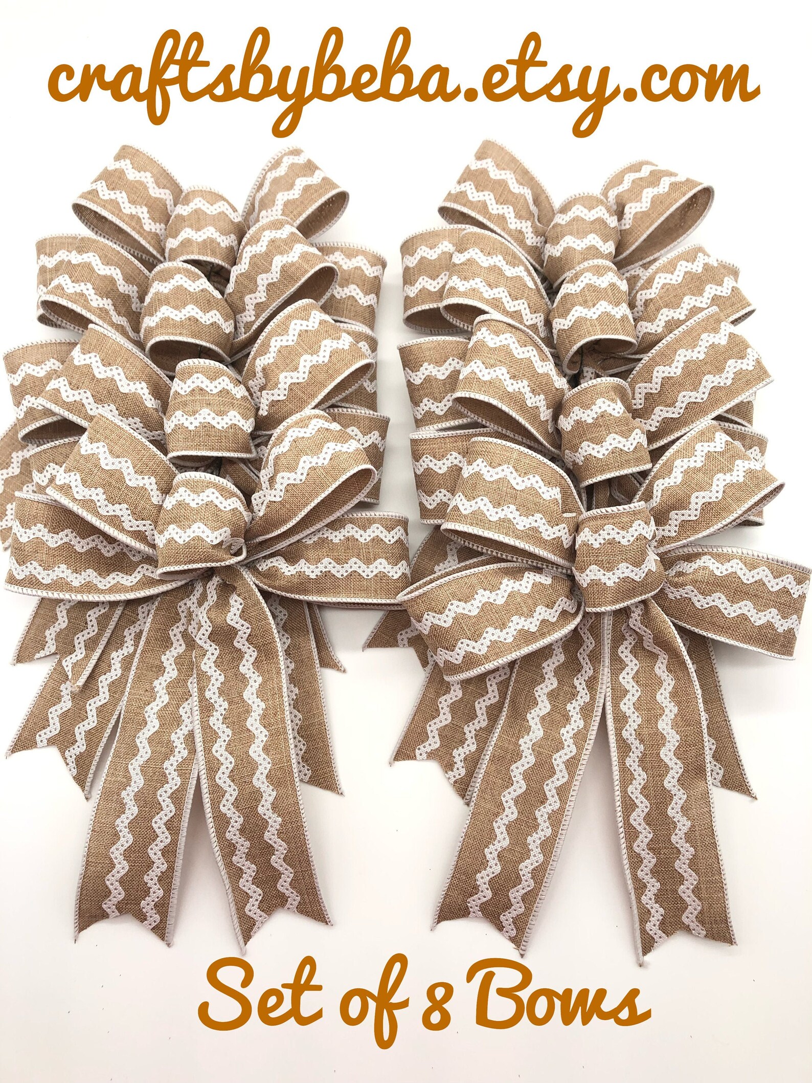 Natural Beige and White Decorative Bows / Set of 8 Bows / | Etsy