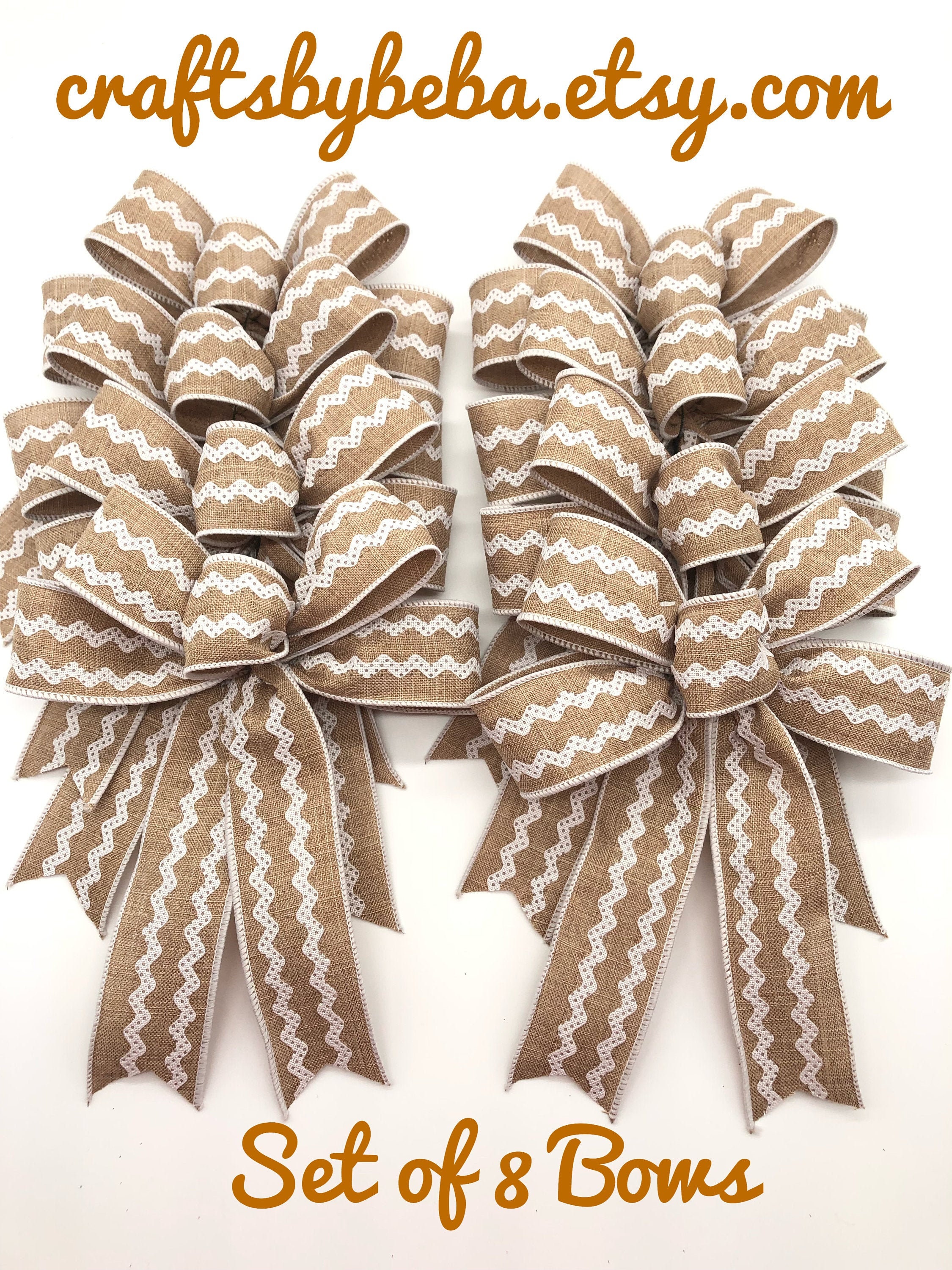 Natural Beige and White Decorative Bows / Set of 8 Bows / | Etsy