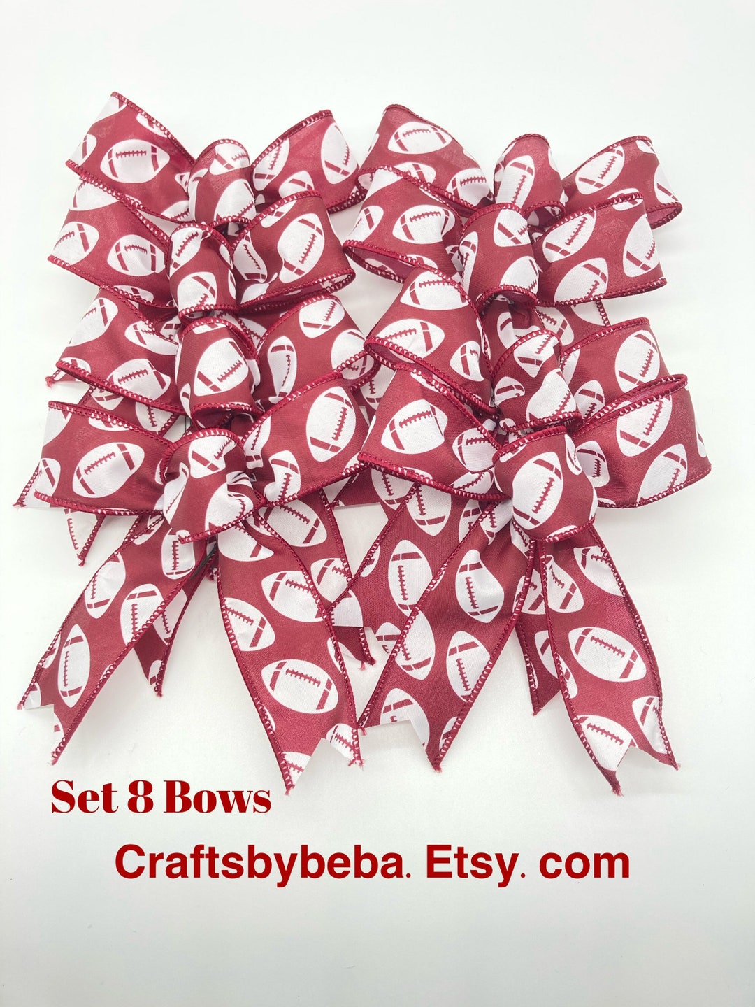 Football Decorative Bows - Handmade Sport Themed Gift Wrap - Set of 8 ...