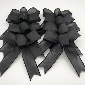 Black Decorative Bows / Set 8 Bows / Halloween Decor Bows / Black Small ...