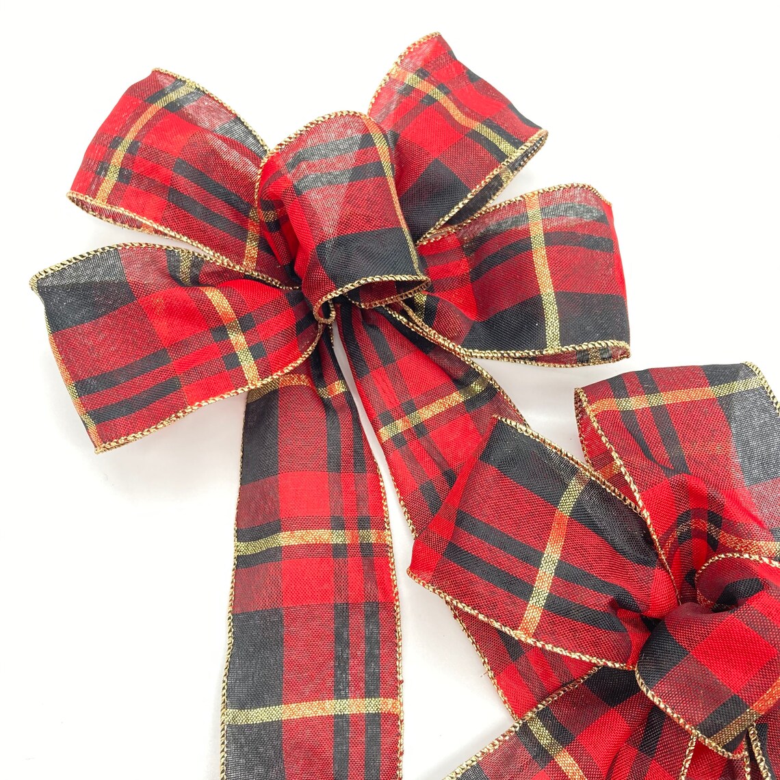 Christmas Tree Bows / Set 6 Bows / Christmas Plaid Decorative | Etsy