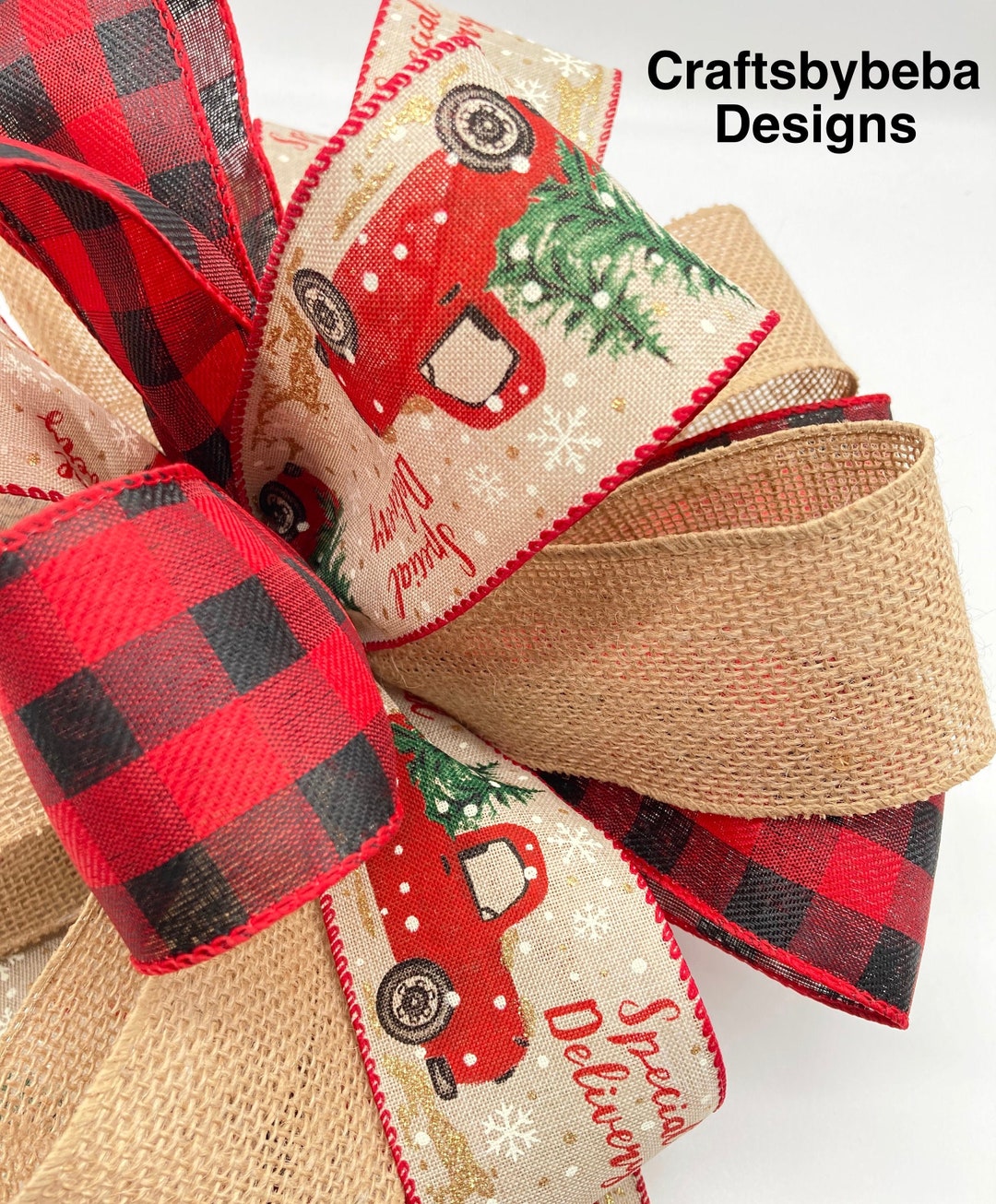 Christmas Tree Topper / Red Truck Tree Topper / Xmas Red Buffalo ...