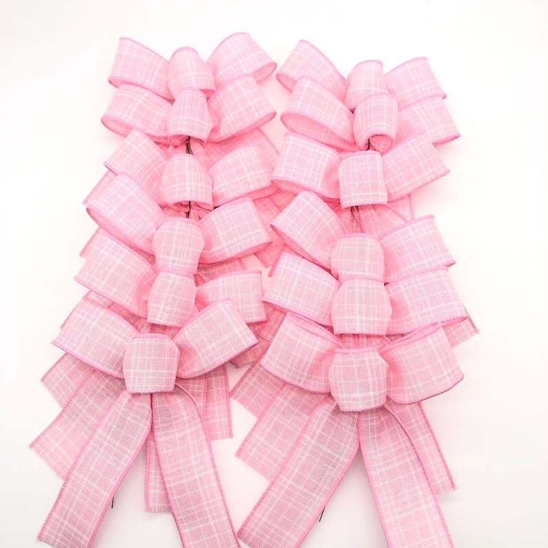 Pink Decorative Bows / Set 12 Bows / Pink and White Bows / - Etsy