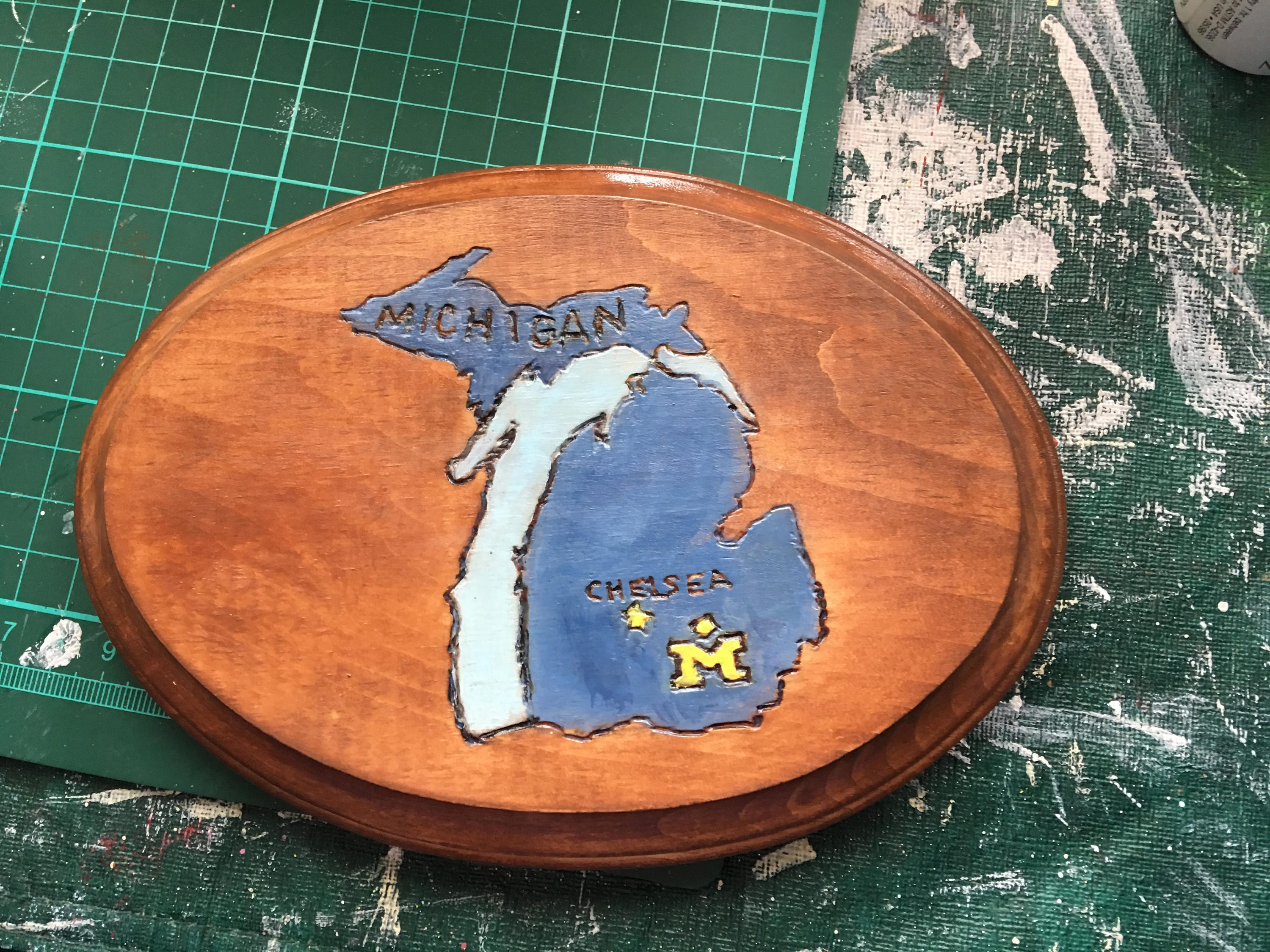 Custom Made State of Michigan Wood-Burned Wood plaque - Etsy France