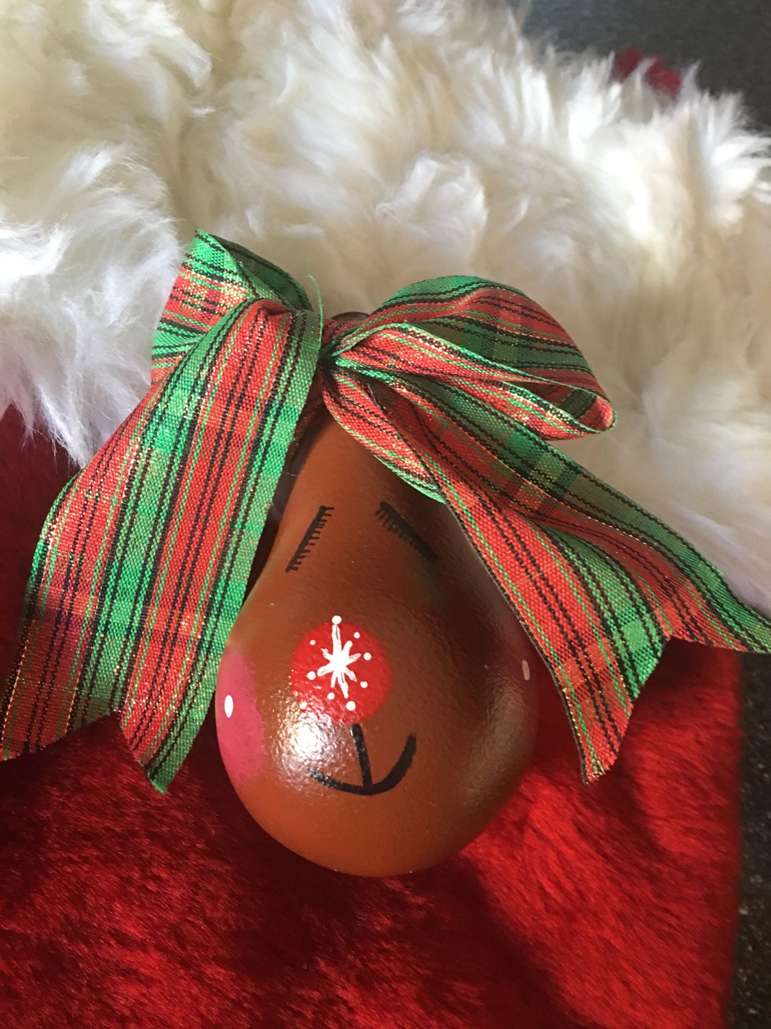 Rudolph the Red Nosed Reindeer Hand-painted Lightbulb Ornament - Etsy