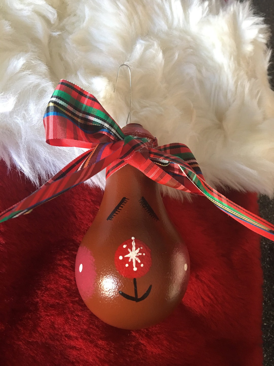Rudolph the Red Nosed Reindeer Hand-painted Lightbulb Ornament - Etsy