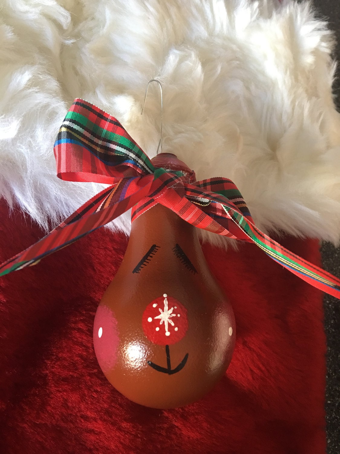 Rudolph the Red Nosed Reindeer Hand-painted Lightbulb Ornament - Etsy