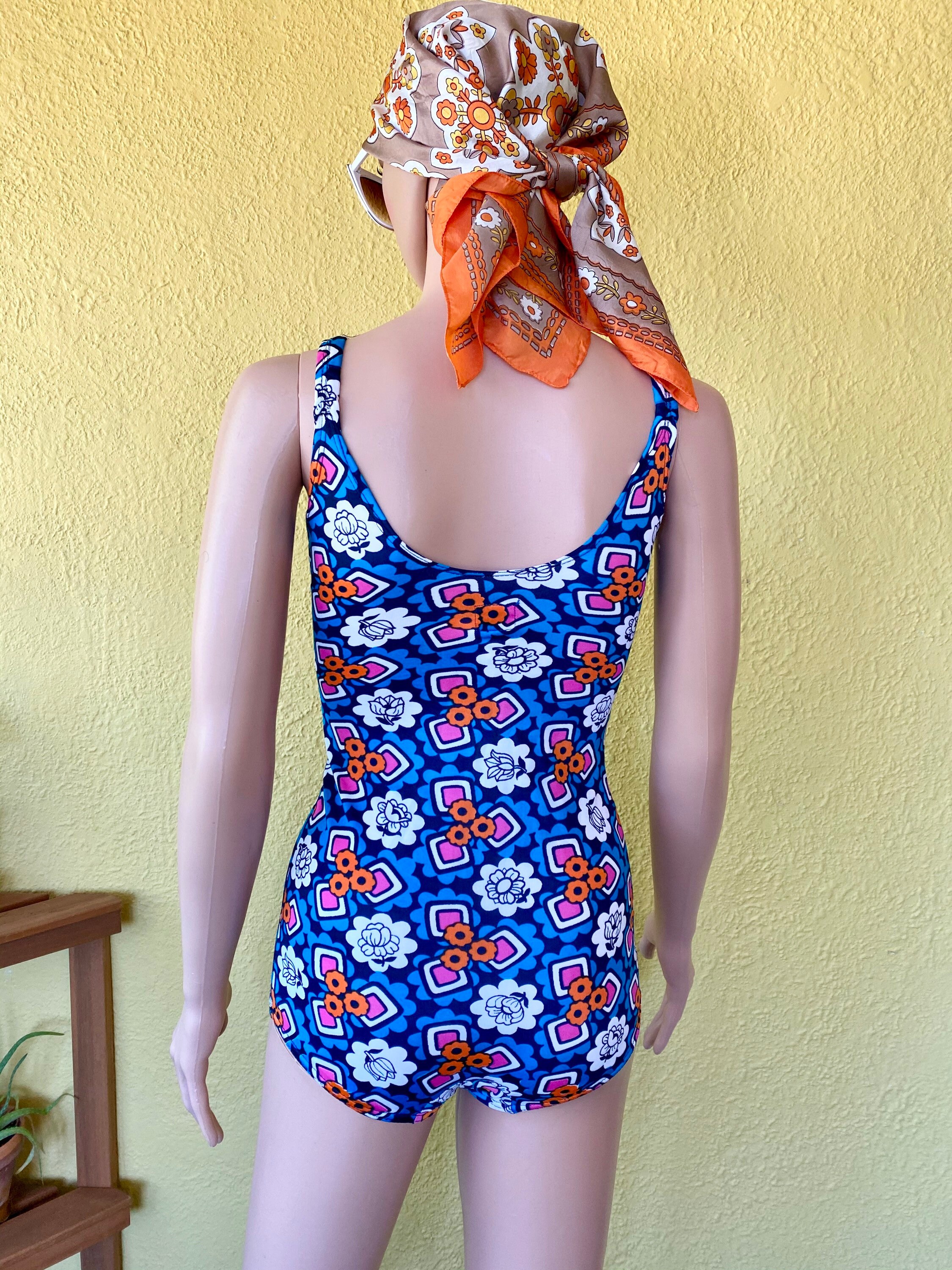 60’s 1960’s Ocean New York Mod Floral One Piece Swimsuit Bathing Suit ...