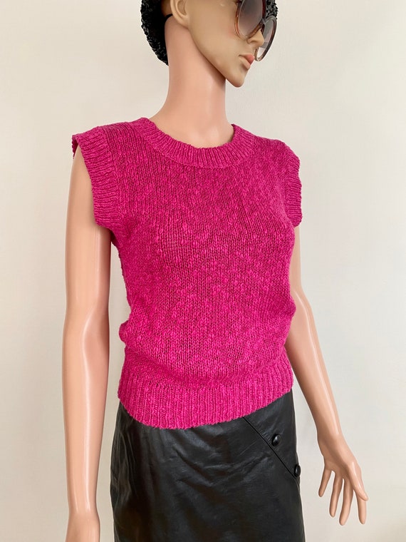 80’s Michelle Stuart Hot Pink Boucle Knit Knobby Knit… - Gem