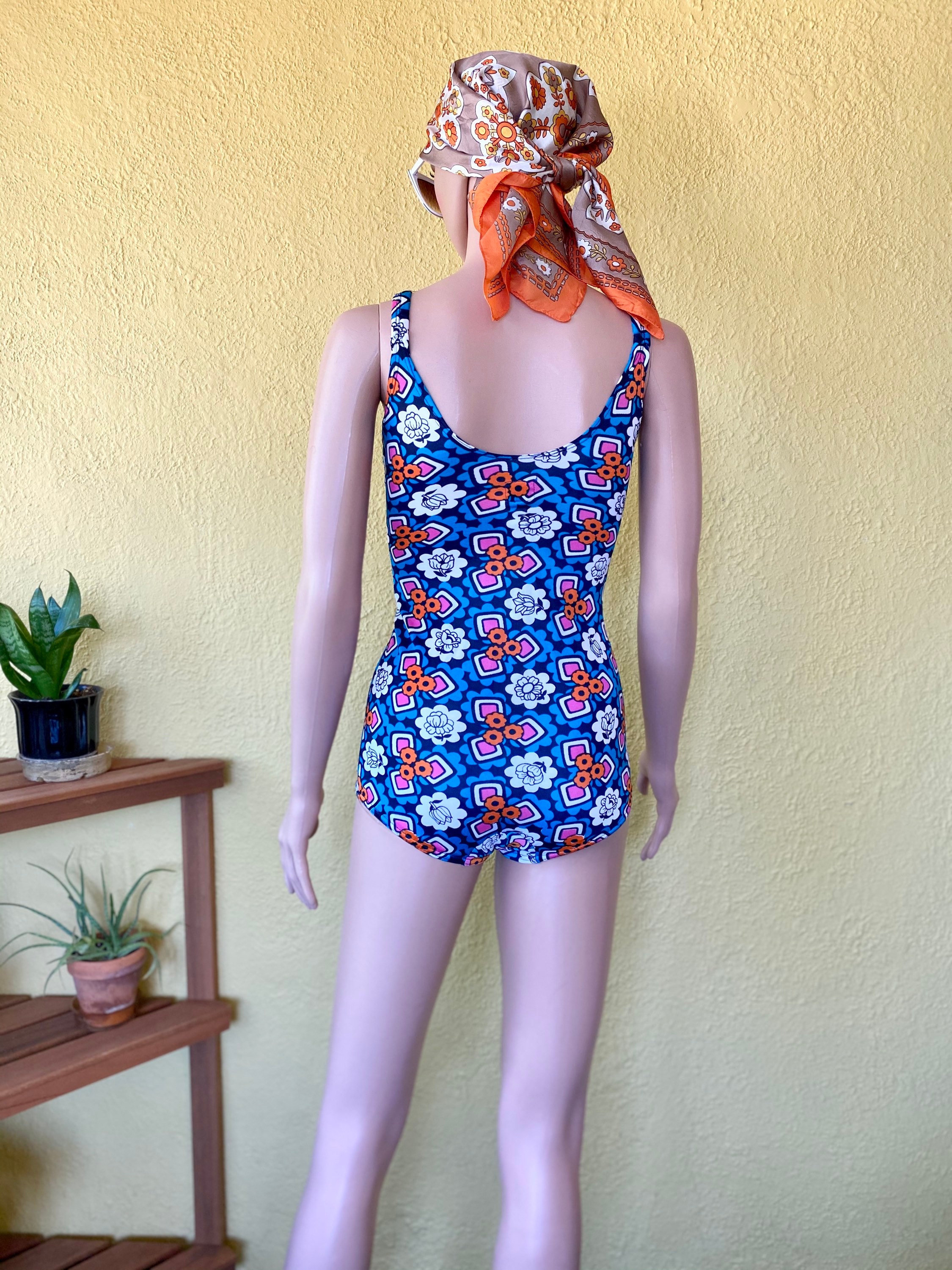 60’s 1960’s Ocean New York Mod Floral One Piece Swimsuit Bathing Suit ...