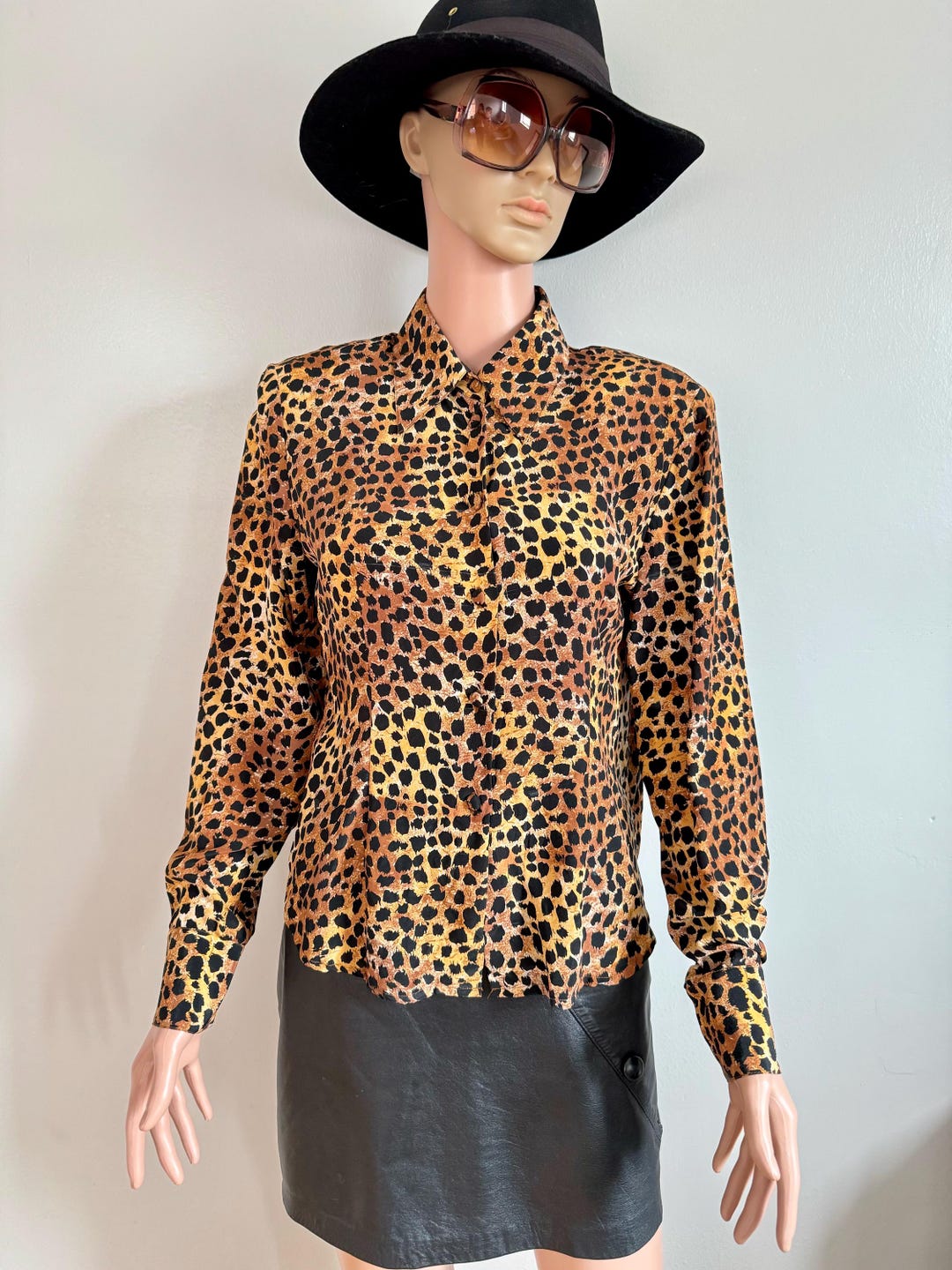 Vintage 1980’s/90’s Tess Petites Cheetah Animal Print Silk Blouse Size ...