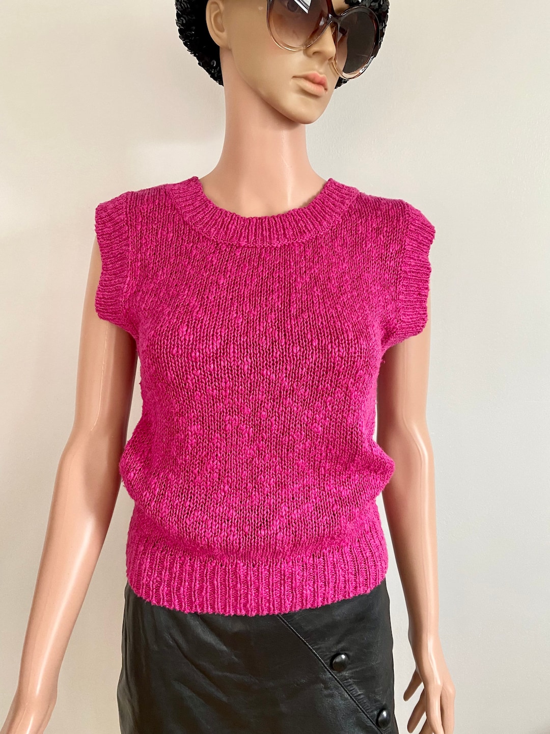 80’s Michelle Stuart Hot Pink Boucle Knit Knobby Knit Bumpy Knit ...