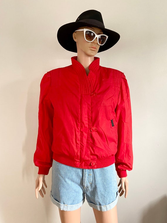 80’s Red David Benjamin Bomber Jacket Cafe Racer Moto… - Gem