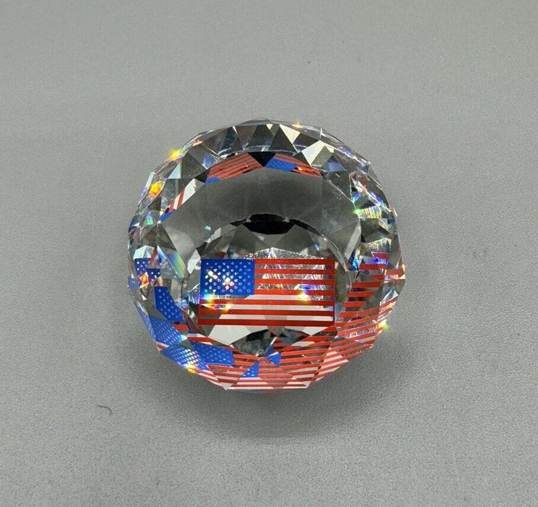 Swarovski Crystal American Flag Patriotic Paperweight Retired - Etsy