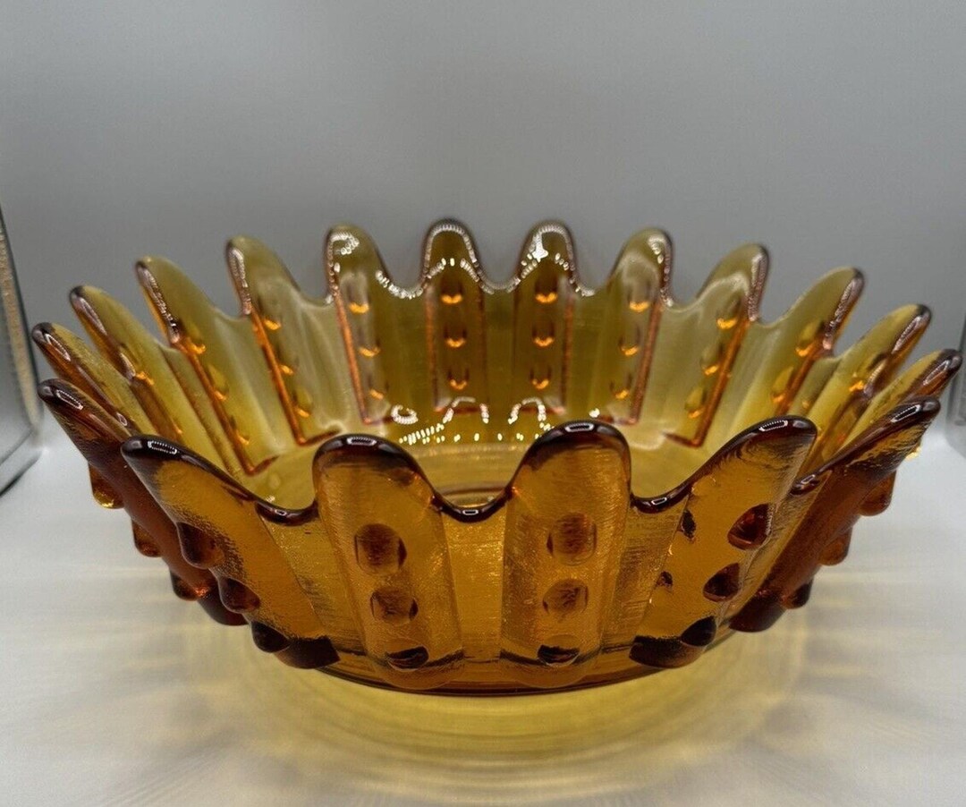 Blenko Bowl 1998 942 Serving Salad Fruit Centerpiece Vintage Amber - Etsy
