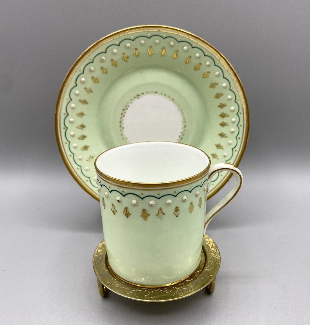 Royal Coleston Beaded Mint Gold Demitasse Cup & Saucer Vintage England ...