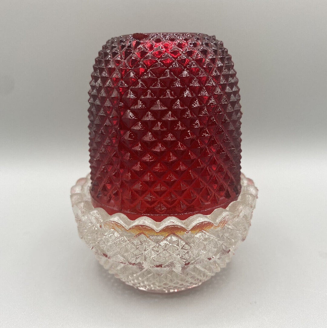 Antique Cricklite S Clarke Pyramid Glass Fairy Lamp Red Diamond Point ...