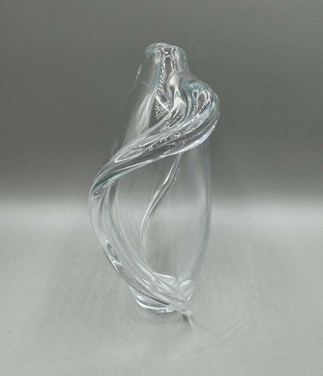 1981 Thomas Buechner Vase Very Light Aqua Clear W/ribs Vitrix Art Glass ...