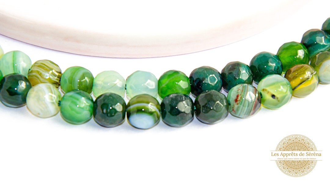 4mm Green Fire Agate Beads 50 Faceted Beads 4x2mm in Green Tinted ...