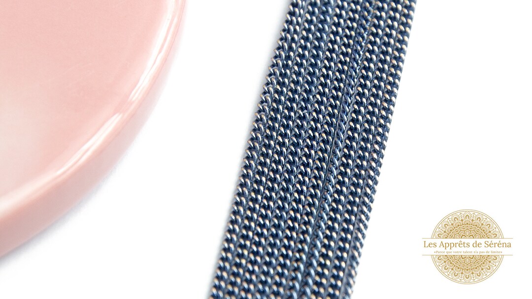 Jean Blue Steel Chain and Gold Curb Link 2x3mm Chain for Necklace in ...